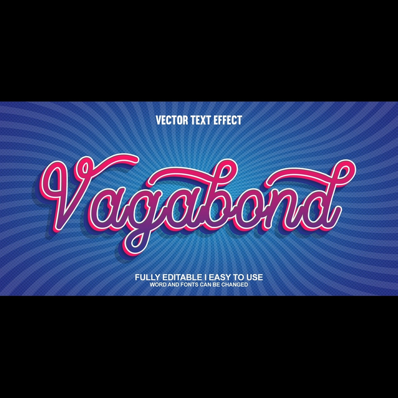 Vagabond Fully Editable Vector 3D Text Effect