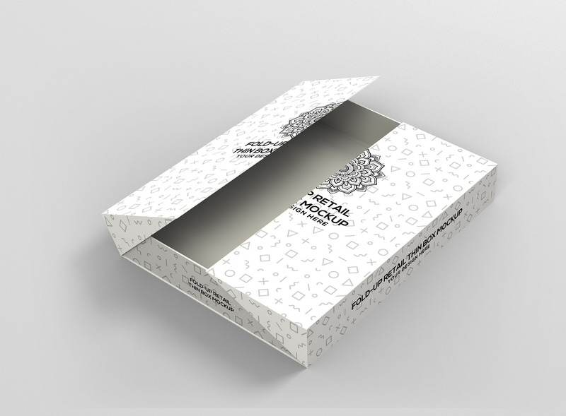 Fold Up Retail Thin Box Packaging Mockup - TemplateMonster
