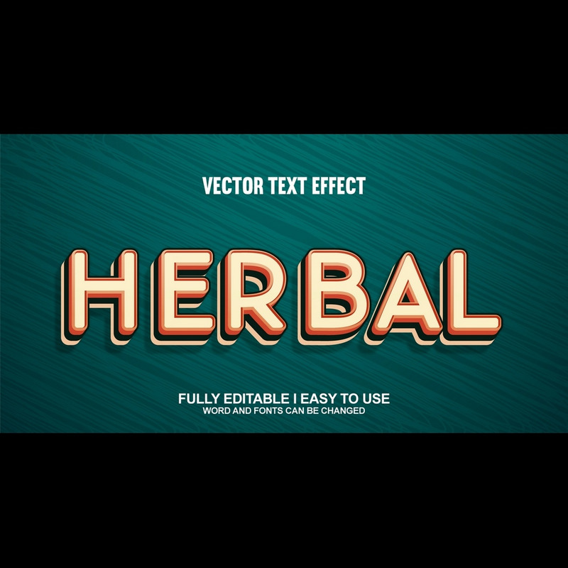 Herbal Fully Editable Vector 3D Text Effect - TemplateMonster