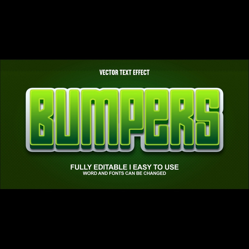 Bumpers Fully Editable Vector 3D Text Effect