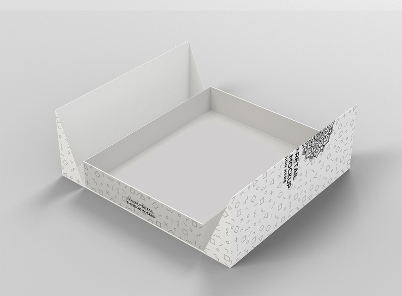 Fold Up Retail Thin Box Packaging Mockup - TemplateMonster