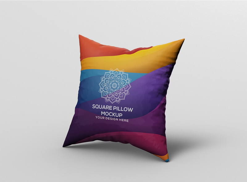 Square Pillow - Square Pillow Mockup - TemplateMonster