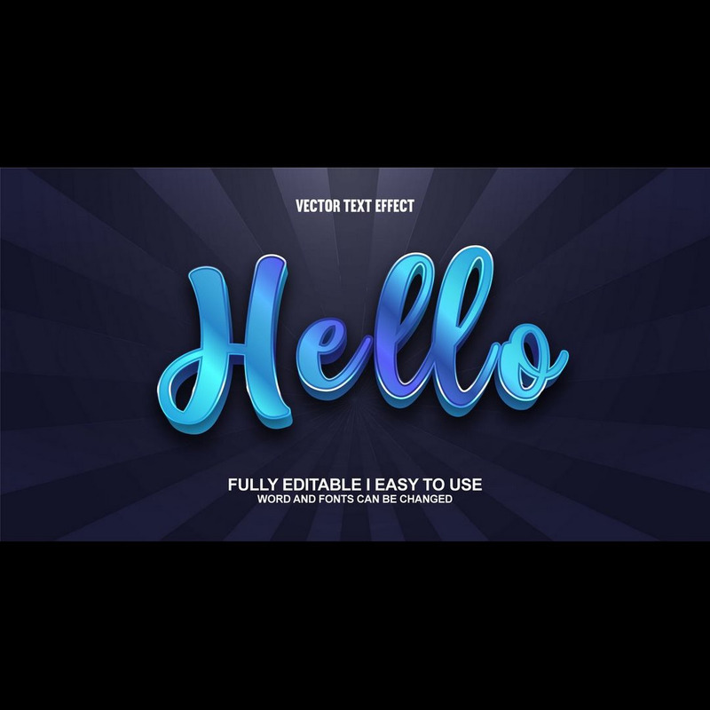 Hello Fully Editable Vector 3D Text Effect - TemplateMonster