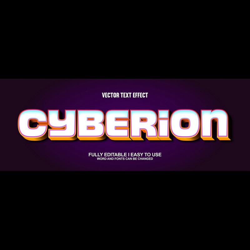 Cyberion Fully Editable Vector 3D Text Effect