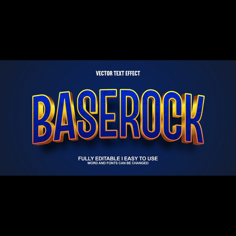 Baserock Fully Editable Vector 3D Text Effect