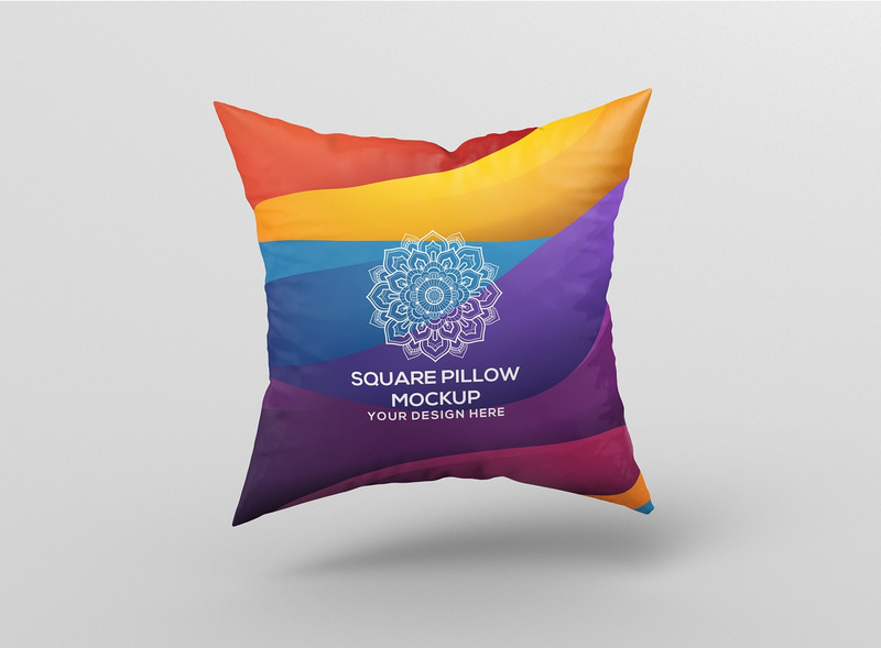 Square Pillow - Square Pillow Mockup - TemplateMonster