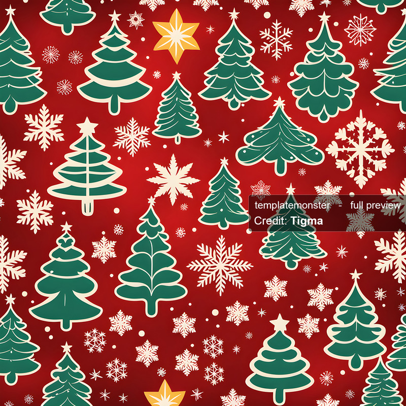 Festive and Cozy Christmas Pattern with Trees and Snowflakes