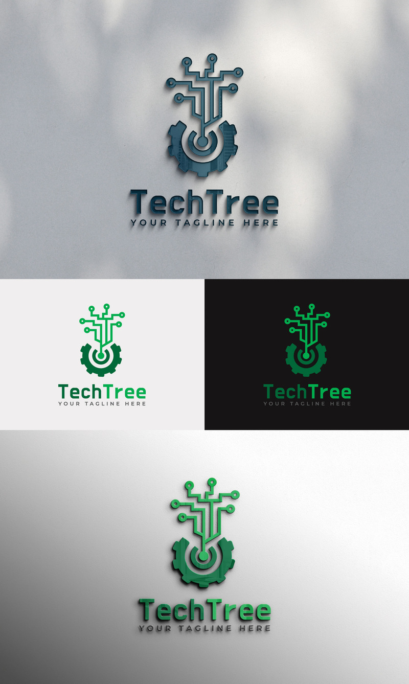 Engineering Tech Tree Gear Logo Design - TemplateMonster