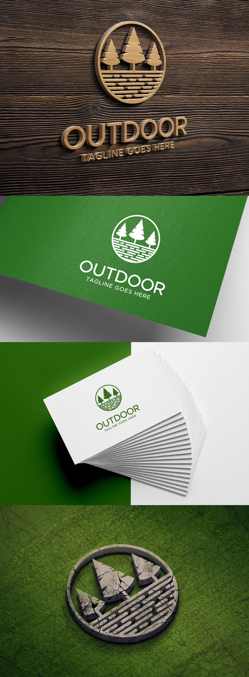 Outdoor landscape nature pine tree logo design template