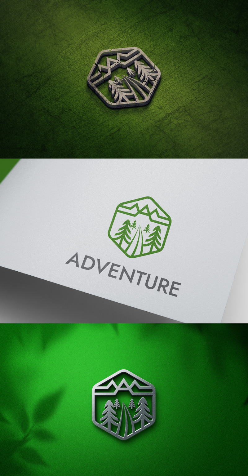 Adventure forest mountain nature logo design template