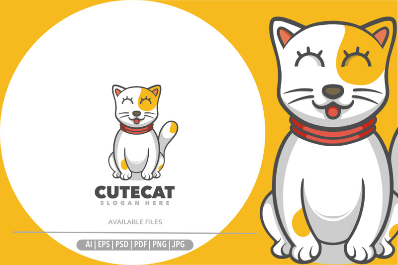 Cat cute playful logo template #326959 - TemplateMonster
