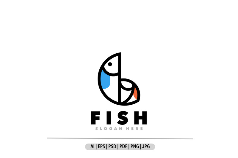 Fish simple unique logo design mascot - TemplateMonster