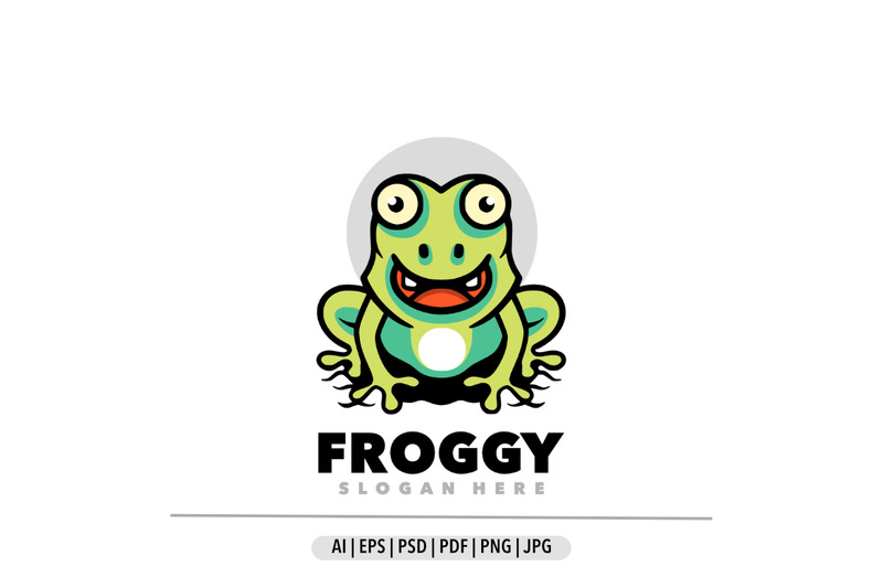 Frog funny mascot logo cartoon design - TemplateMonster