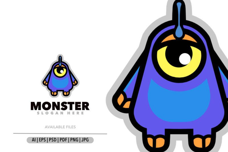 Monster cartoon design logo template - TemplateMonster