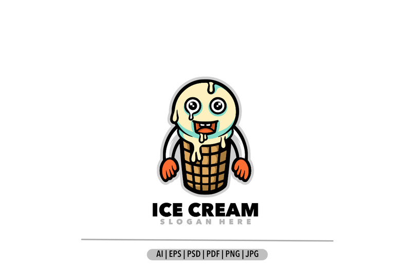 Ice cream mascot cartoon logo template design