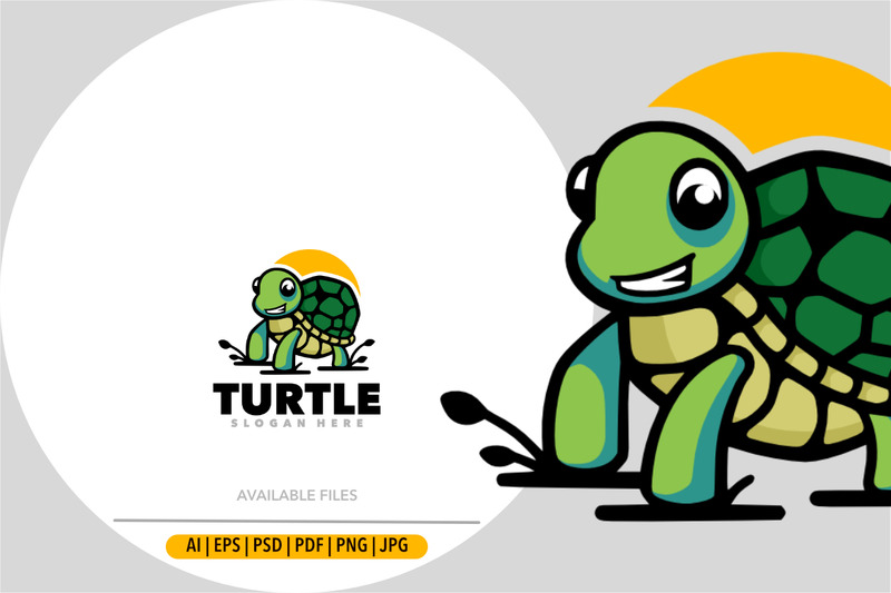 Cute turtle mascot cartoon logo simole - TemplateMonster