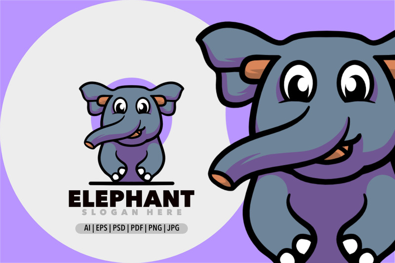 Elephant mascot cartoon playful logo - TemplateMonster