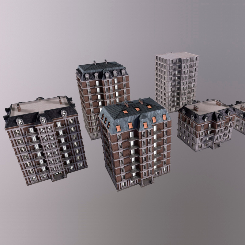 Architecture PBR City Buildings kitbash - TemplateMonster