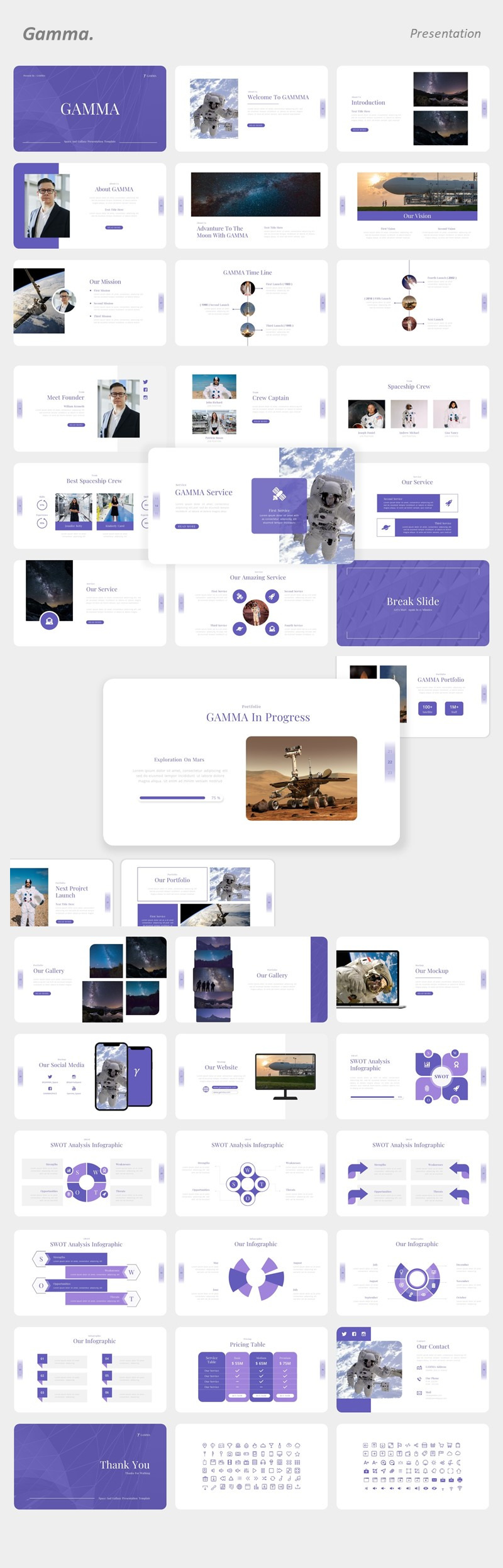 Gamma – Space Google Slides Template - TemplateMonster