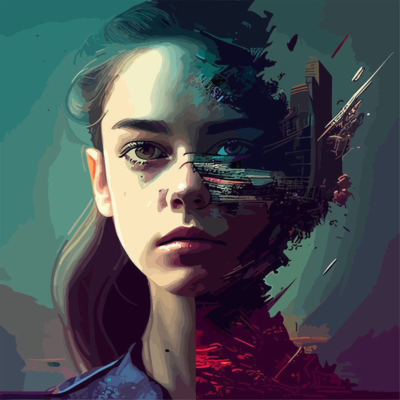 Leila Paget Art Face Illustration Vector - TemplateMonster