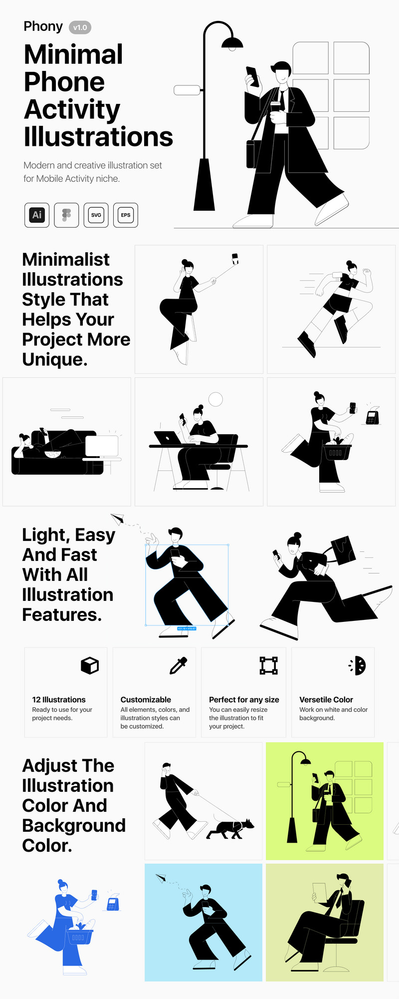 Phony - Illustration minimaliste d'activité de téléphone portable et d ...