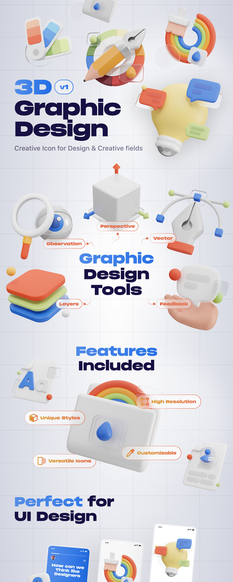 Graphy - Graphic Design Tools 3D Icon Set - TemplateMonster