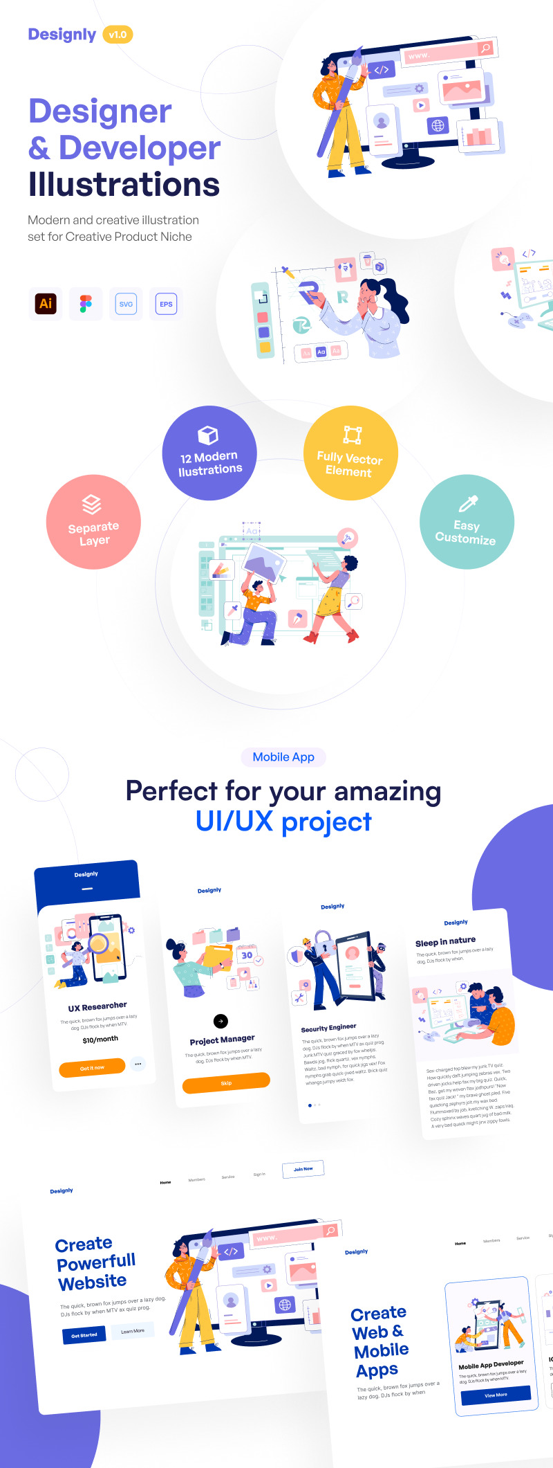 Designly - Designer and Developer Illustration Set