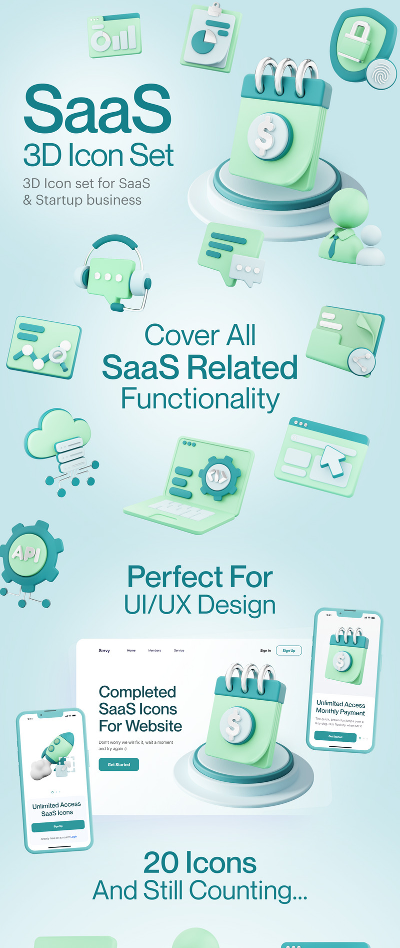 Saasy - Software as a Service 3D Icon Set - TemplateMonster