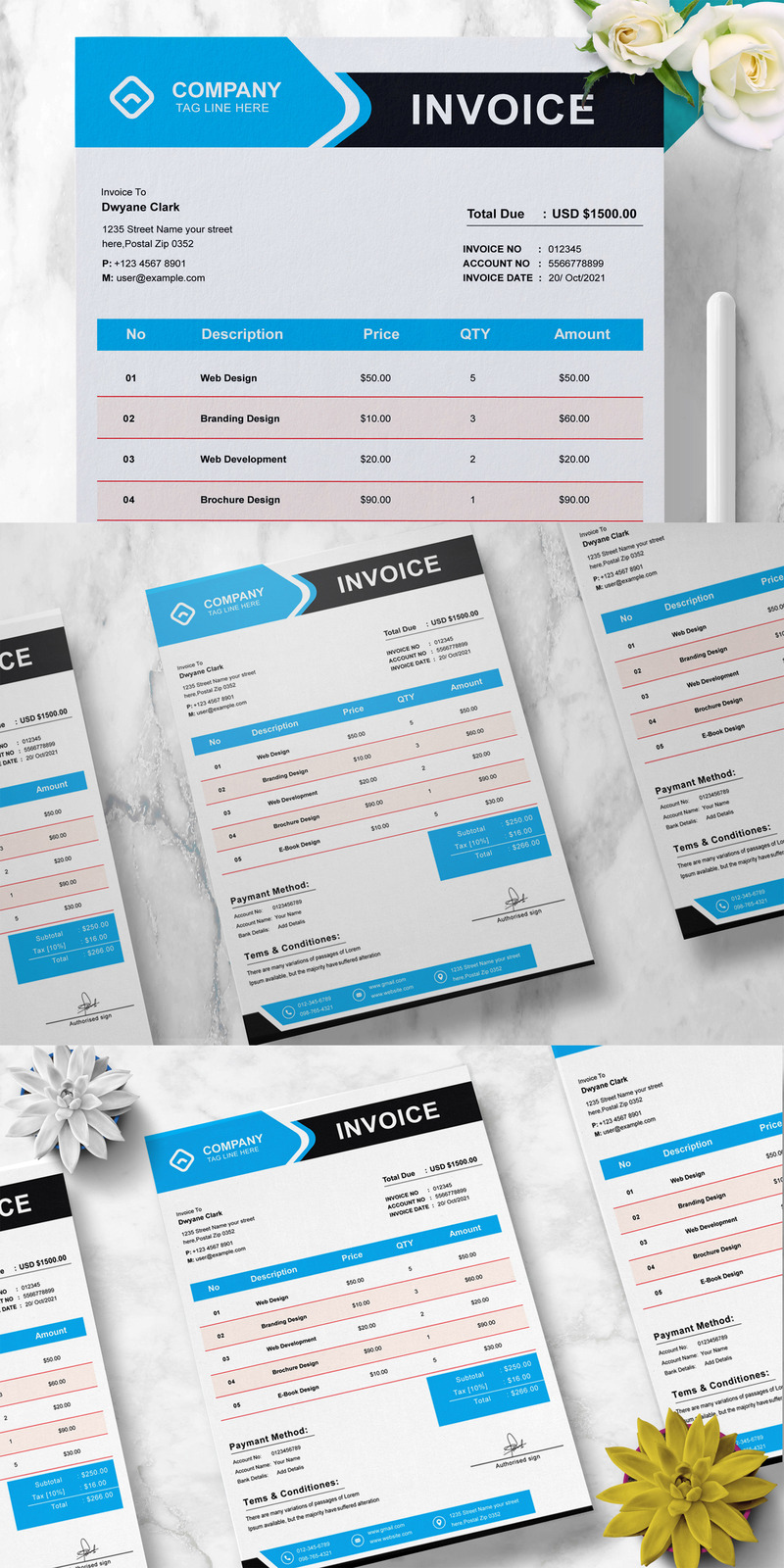 Premium Invoice Design Template Layout - TemplateMonster