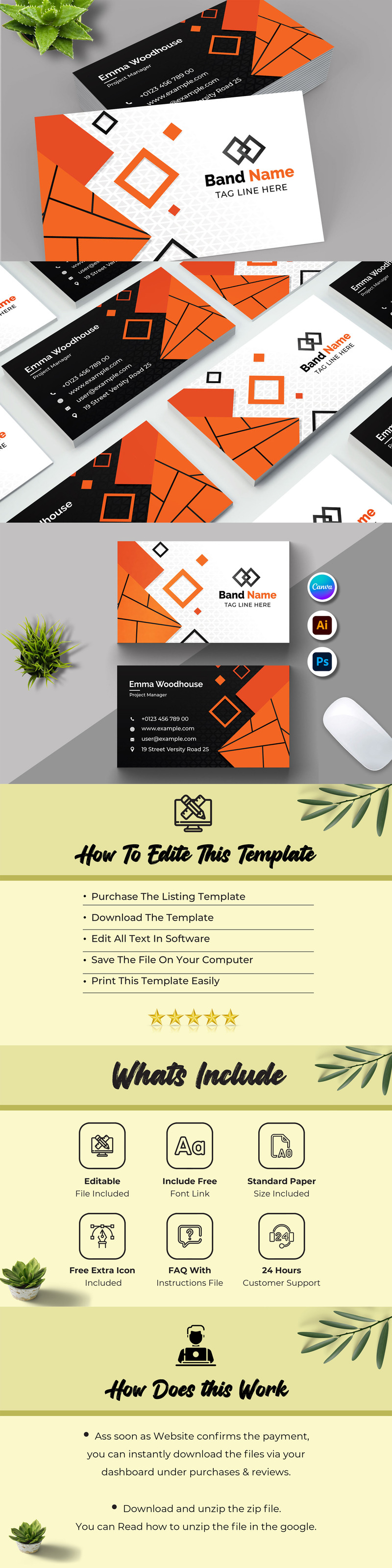 Black And Orange Color Business Card - TemplateMonster