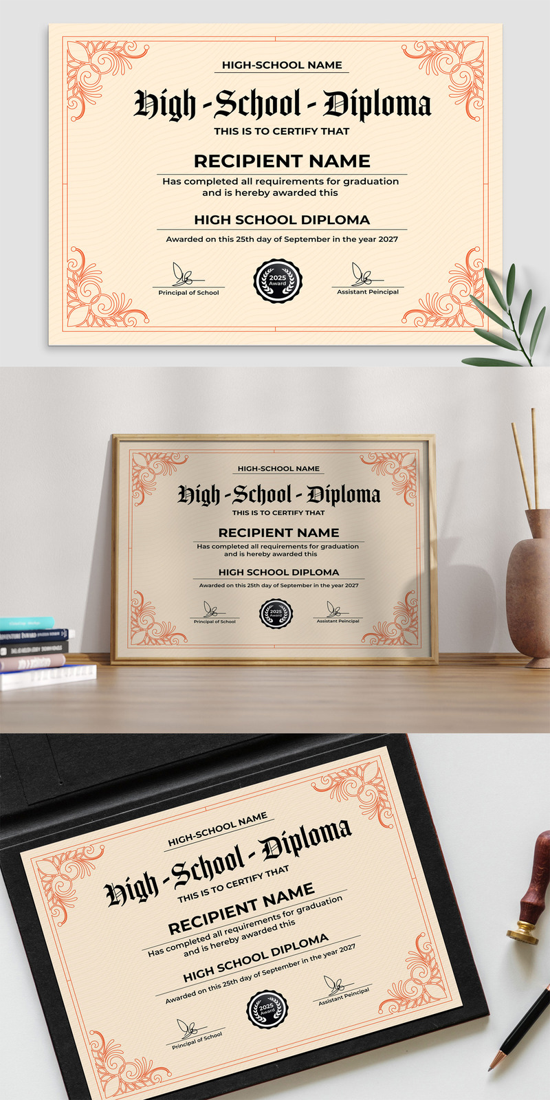 Diploma Certificate Template Layout #379161 - TemplateMonster