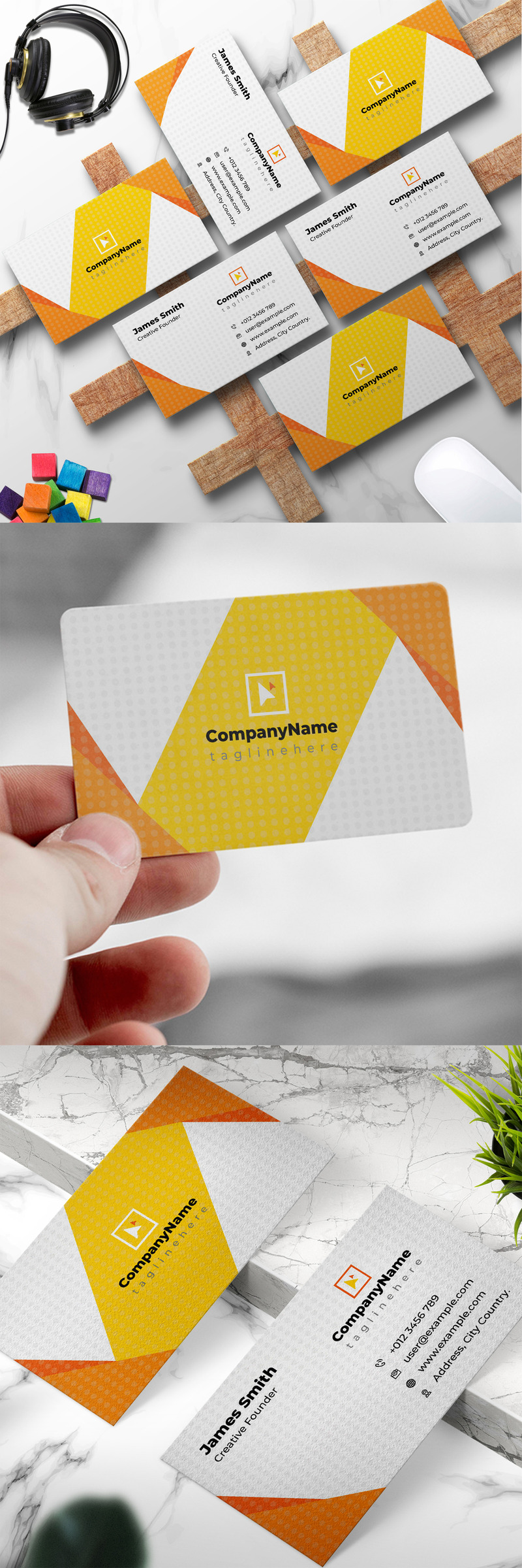 Yellow Color Business Card Template #373598 - TemplateMonster