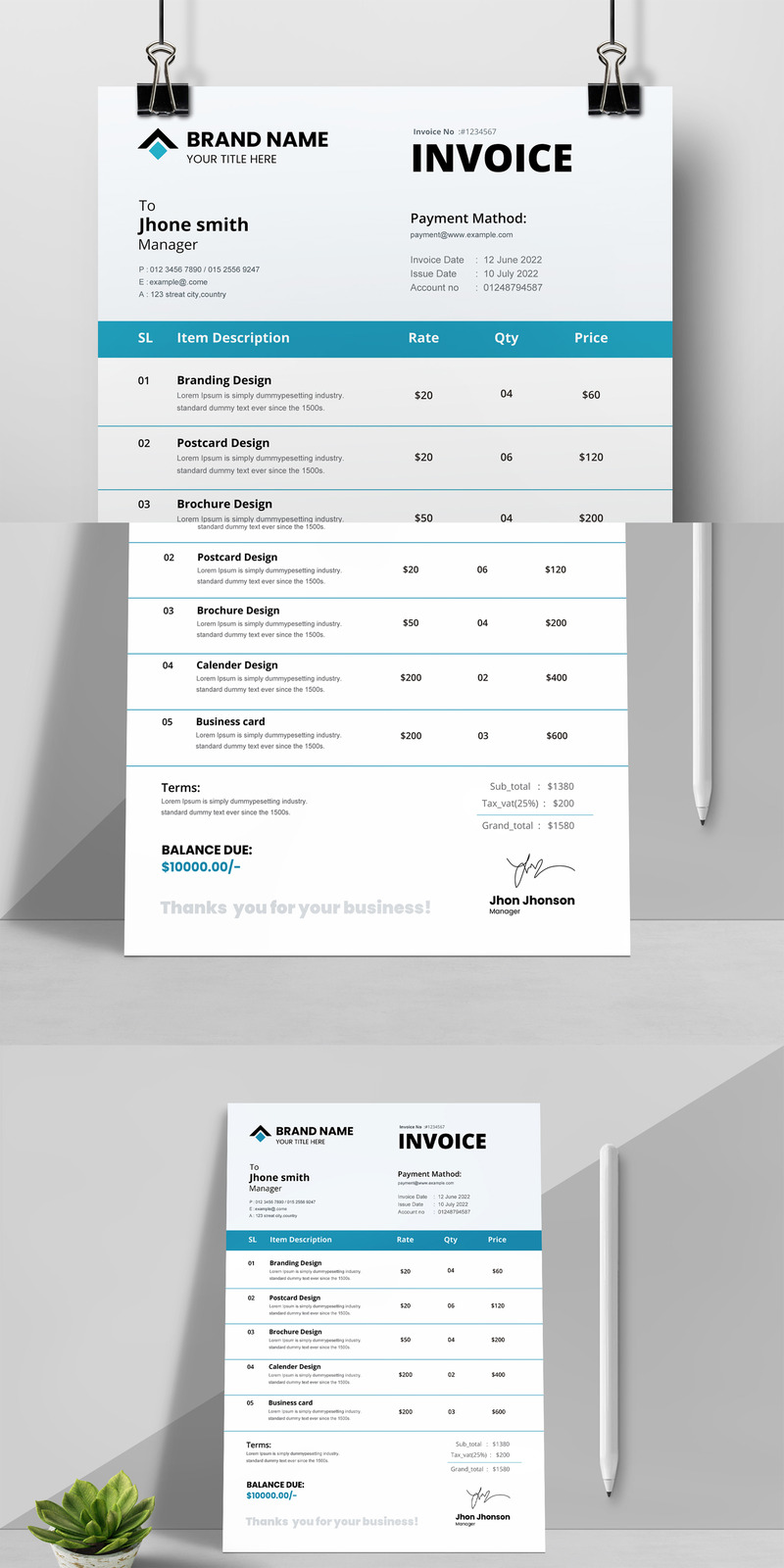 Simple Minimal Invoice Templates #377719 - TemplateMonster