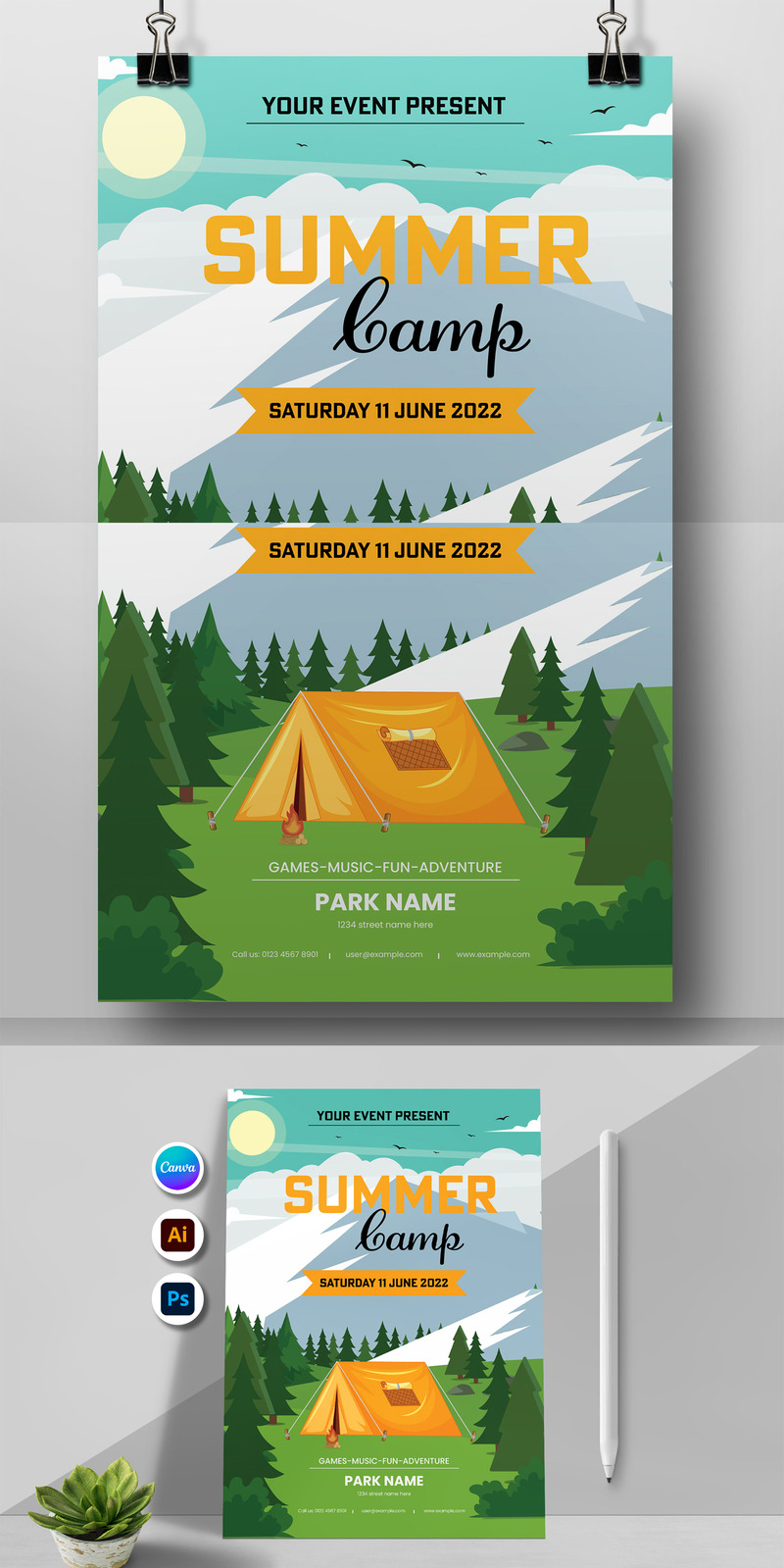 Summer Camp Flyers Template #377437 - TemplateMonster