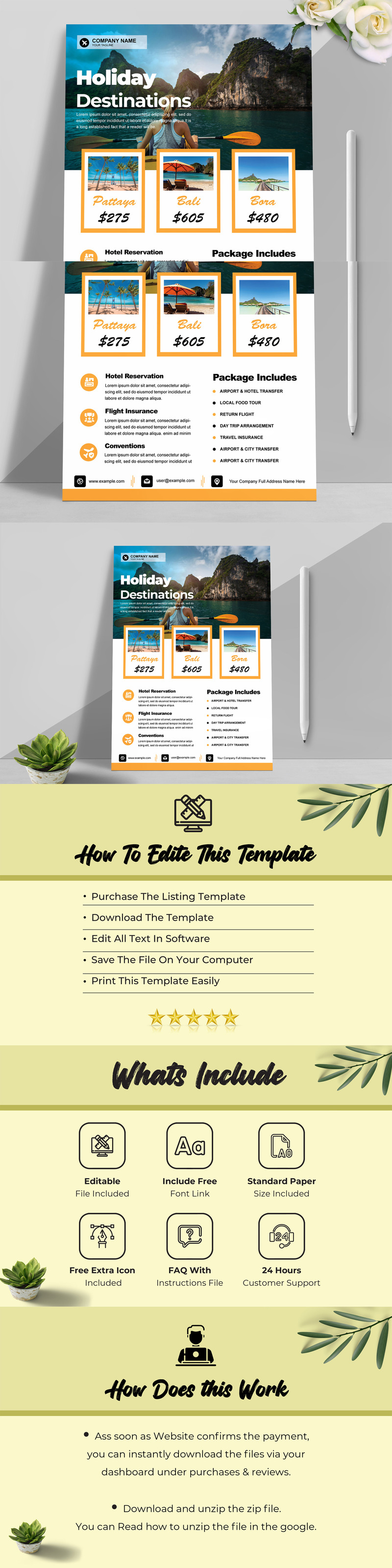 Layout der Flyer-Vorlagen für Reisen - TemplateMonster