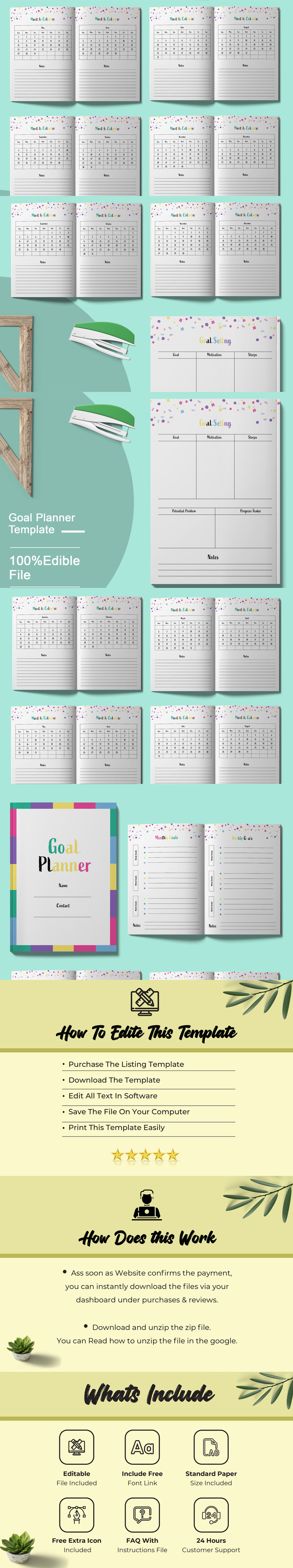 Goal Planner Template Layout #376308 - TemplateMonster