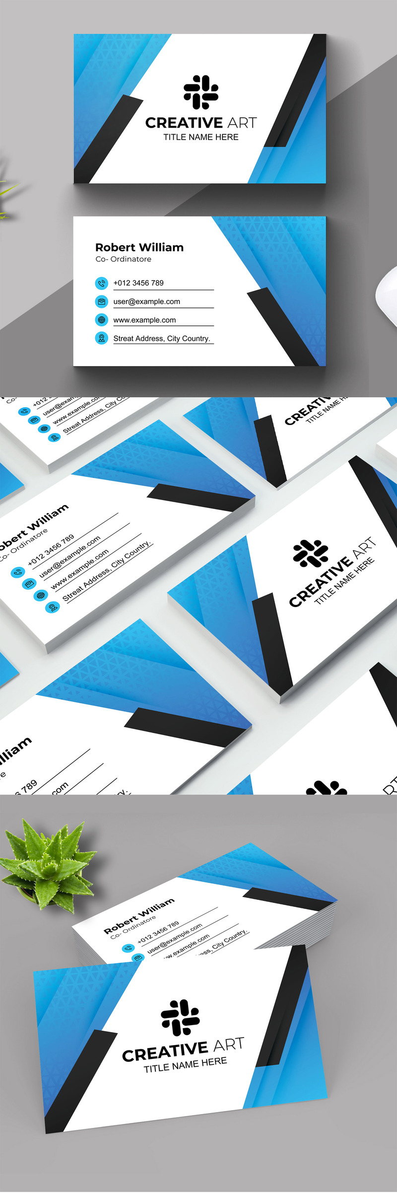 Simple Creative Blue Business Card #373735 - TemplateMonster