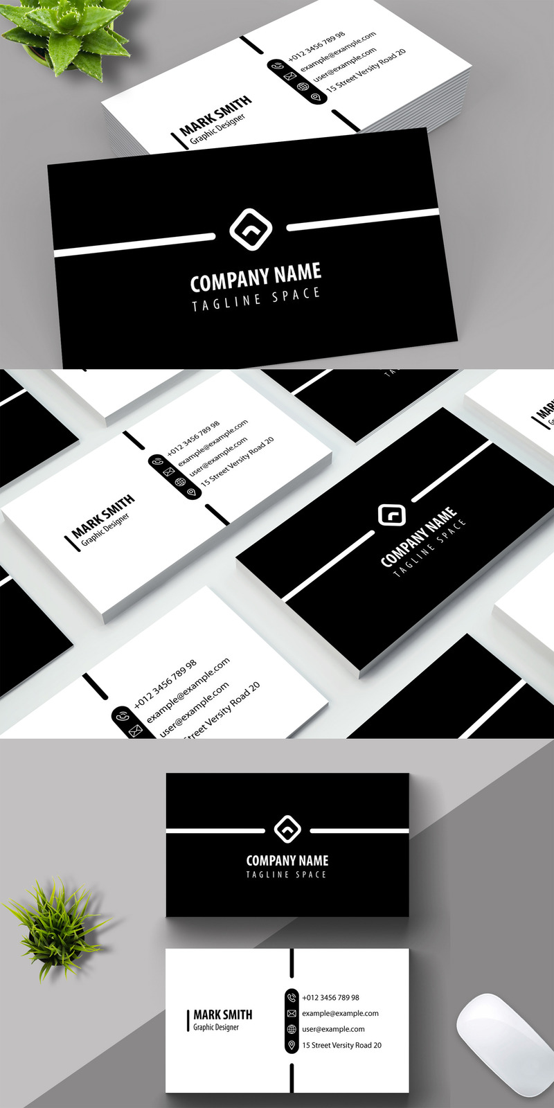 Corporate Black And White Business Card - TemplateMonster