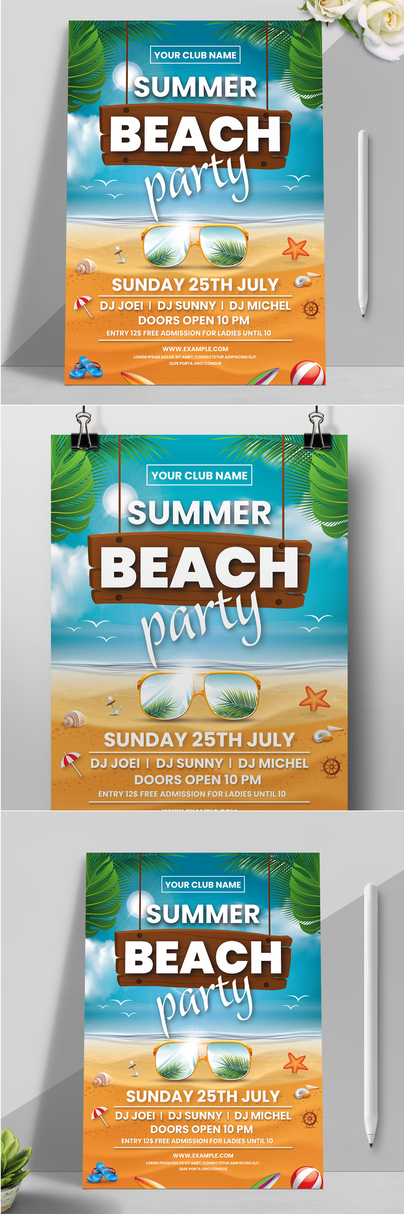 Summer Beach Party Flyer template #374401 - TemplateMonster