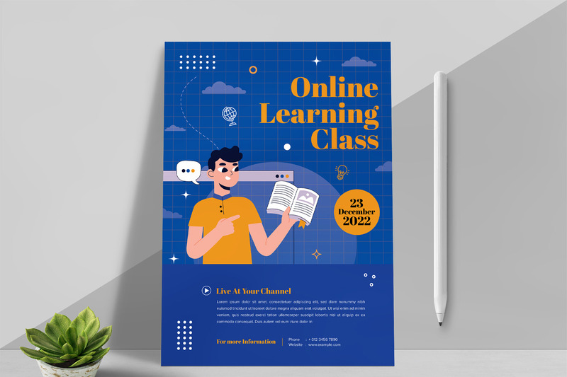 Online Learning Class Flyer Template - TemplateMonster