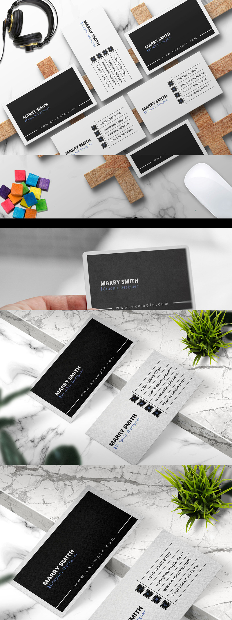 Simple Black & White Business Card - TemplateMonster