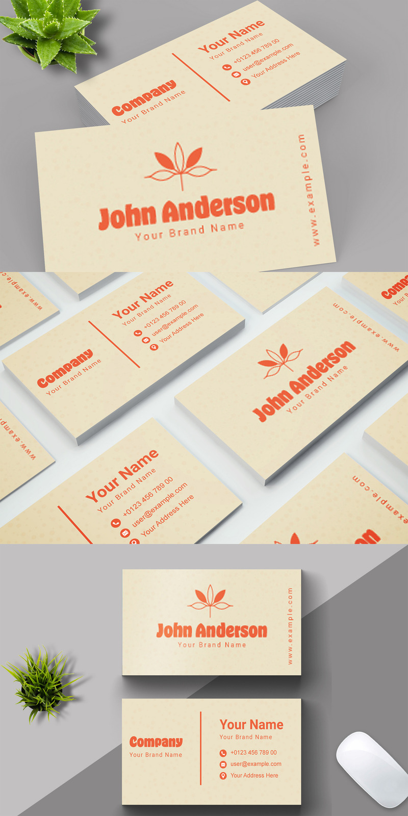 Simple Orange Business Card #378828 - TemplateMonster