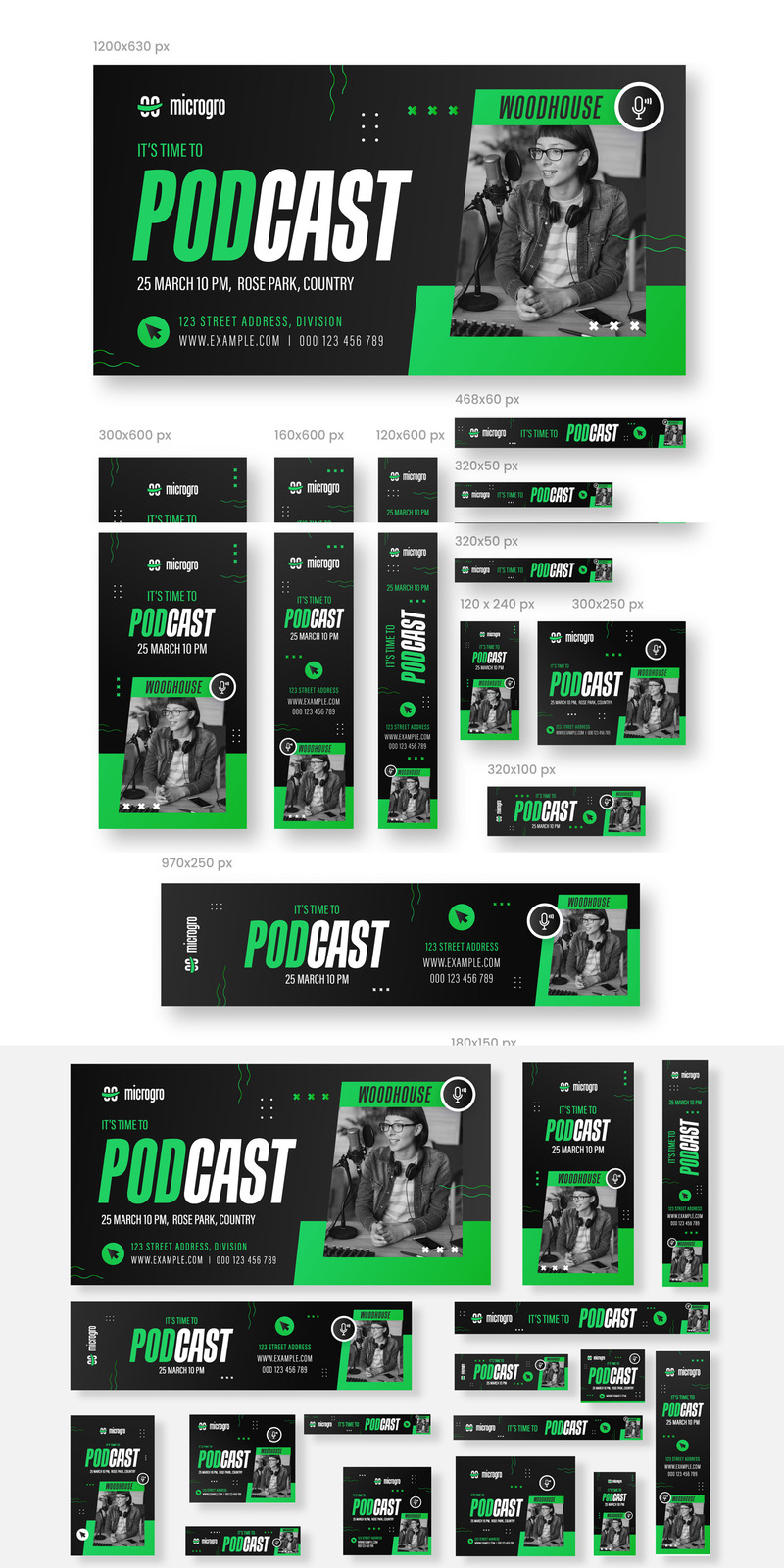 Podcast Web Banner Ads Template #378643 - TemplateMonster