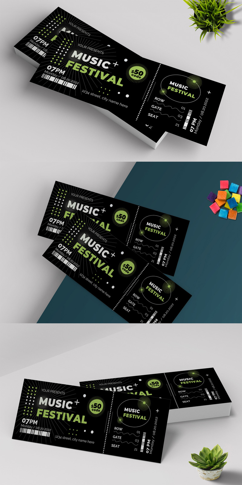 Music Festival Ticket Template #379047 - TemplateMonster