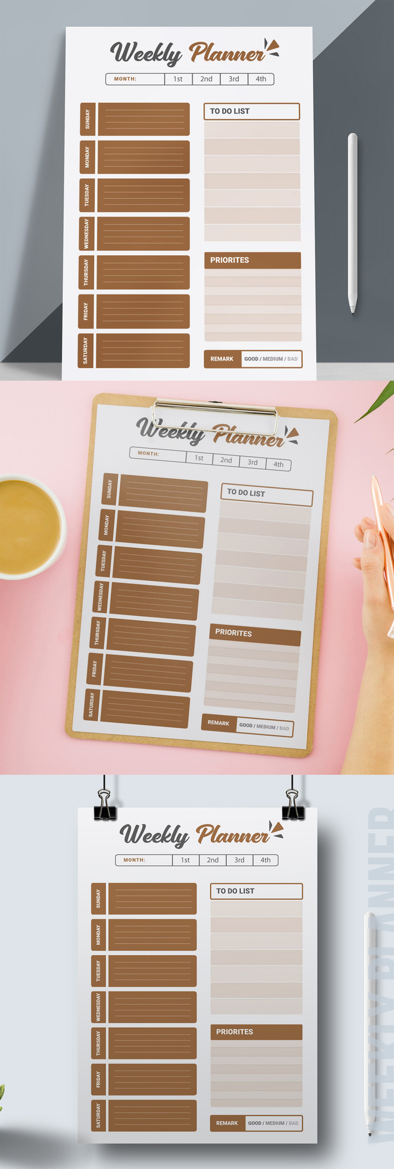 Modern Weekly Planner Template #374485 - TemplateMonster