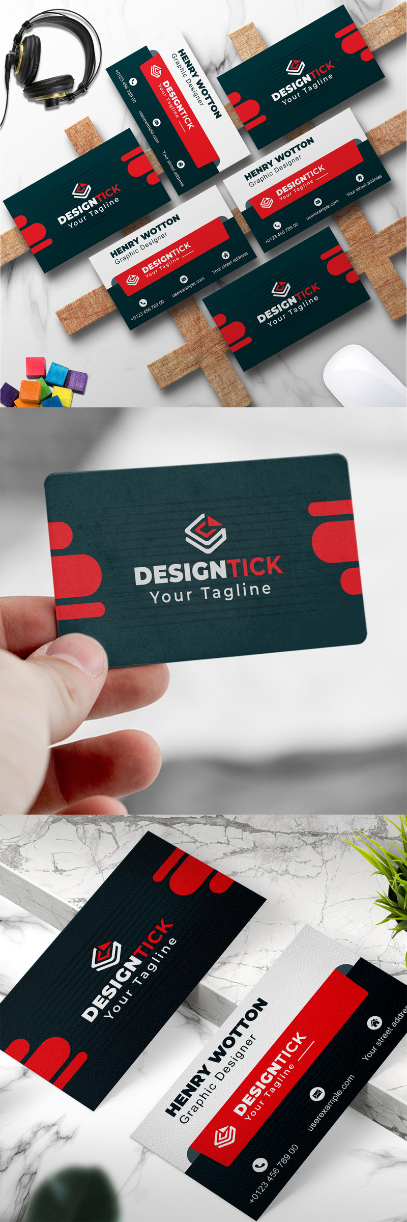 Red Color Business Card template layout - TemplateMonster