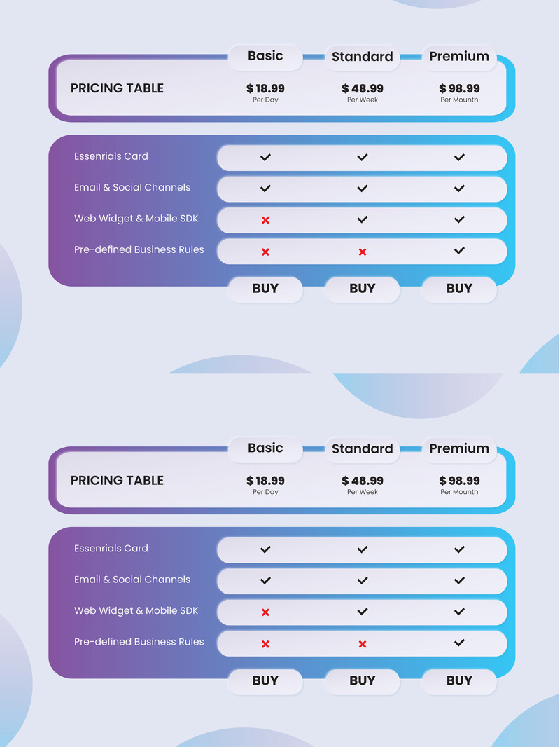 Pricing Table Template Layout #378414 - TemplateMonster