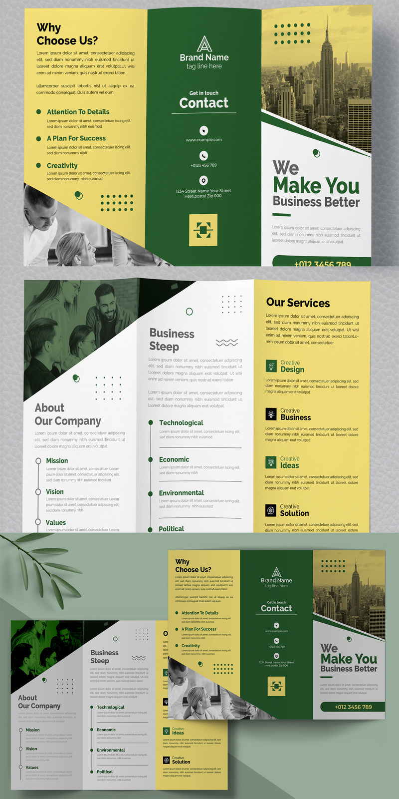 Business Trifold Brochure Design Template Layouts