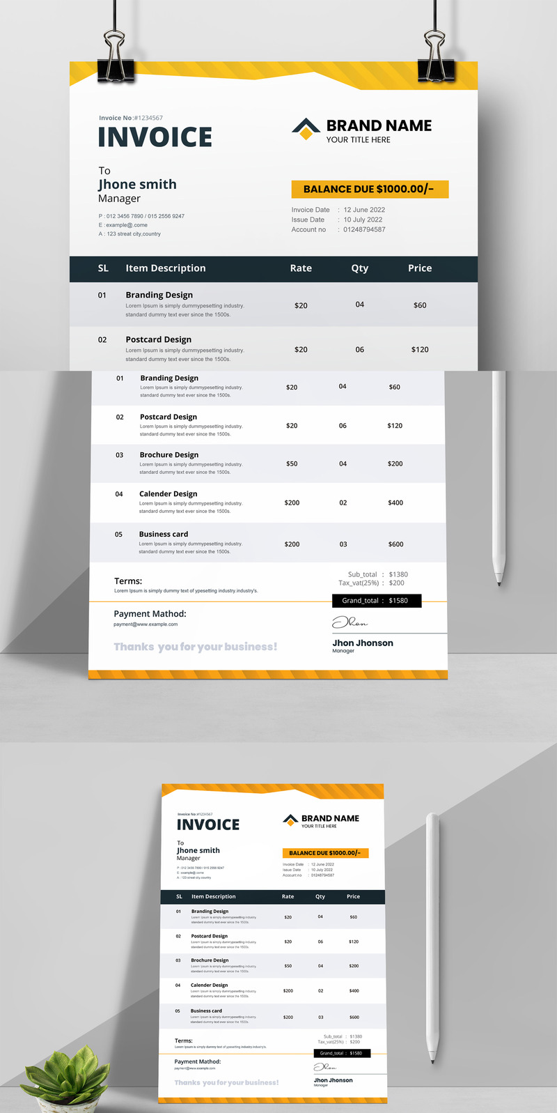 Professional Simple Invoice Templates - TemplateMonster