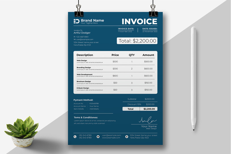 Creative Invoice Design Template. #381145 - TemplateMonster